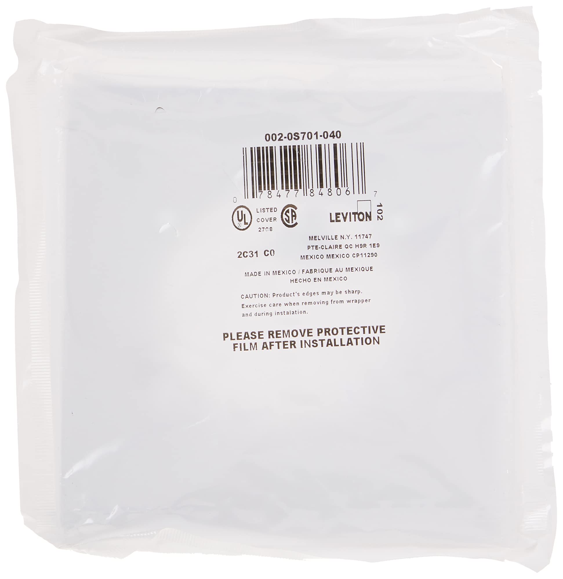 Leviton S701-40 2-Gang Power Receptacle Wallplate, Flush Mount, Standard Size, Device Mount, 302 Stainless Steel