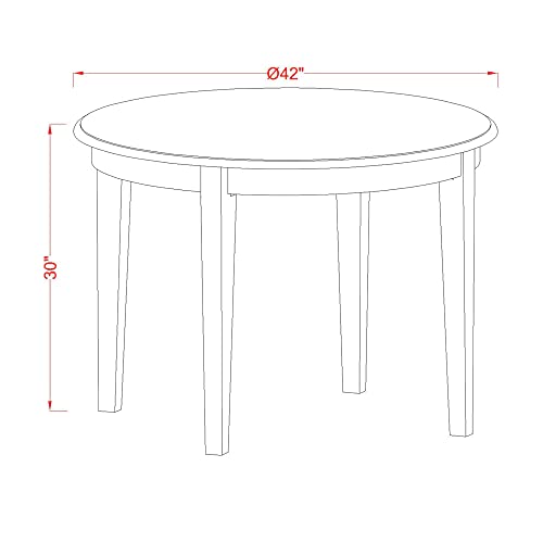 East West Furniture BOST5-LWH-LC 5 Piece Dining Set Includes a Round Dinner Table and 4 Faux Leather Kitchen Dining Chairs, 42x42 Inch, Linen White
