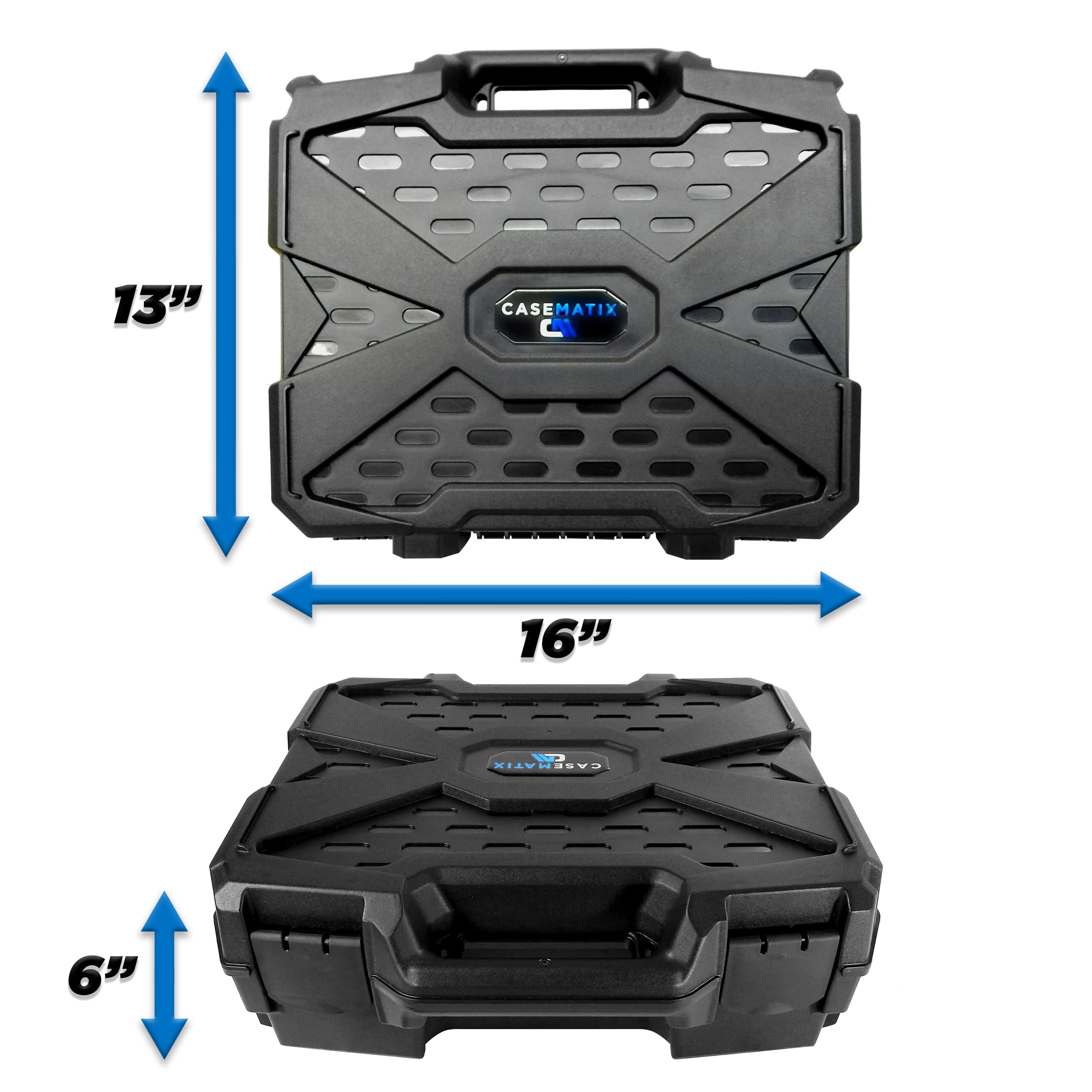CASEMATIX Miniature Storage Hard Shell Figure Case - Dual Layer Customizable Foam Case for Standard Miniatures, Large Units and Vehicles, Compatible with Warhammer 40k, DND & More!