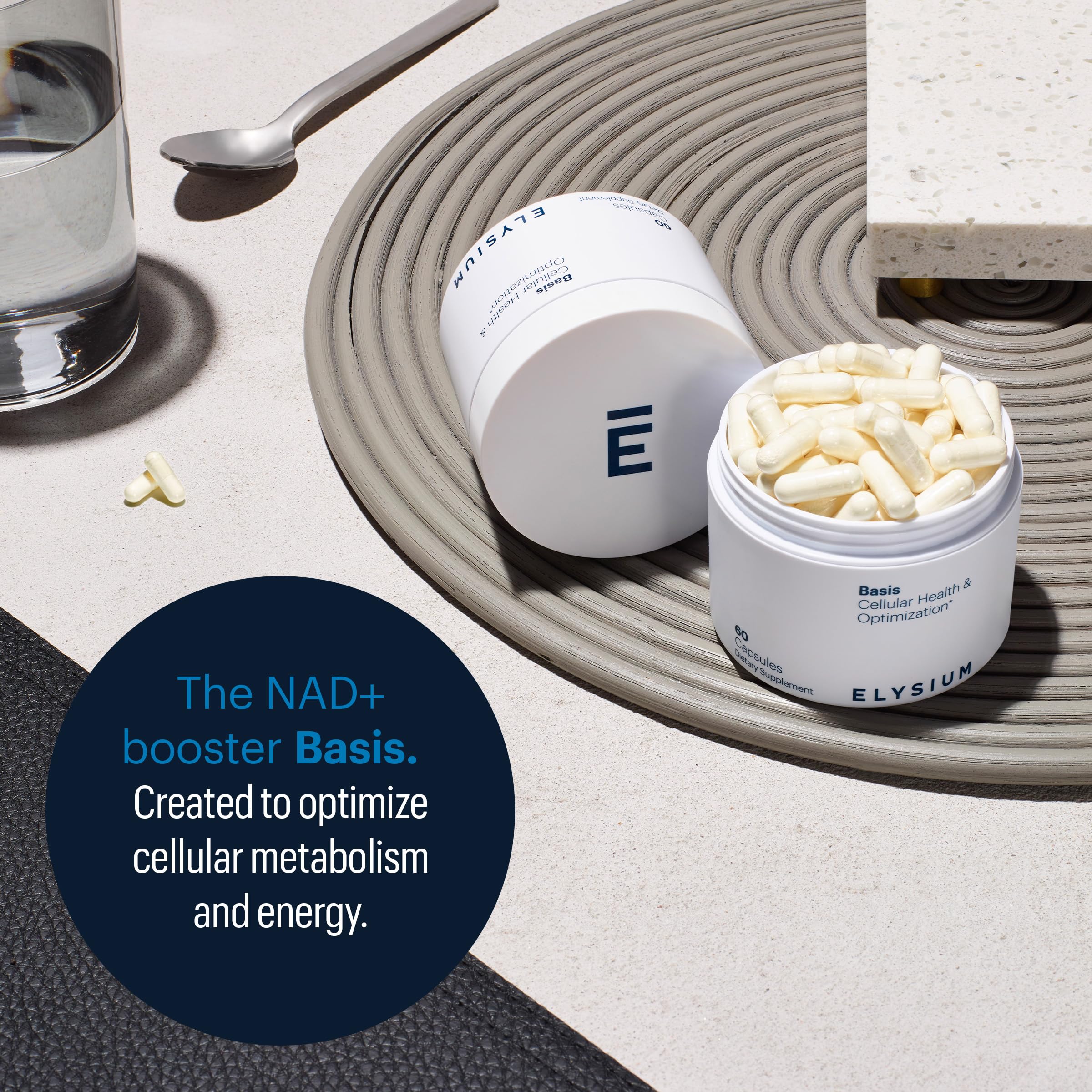 ELYSIUM Basis NAD Plus Supplement 30 Servings - with Nicotinamide Riboside 250mg and Pterostilbene 50mg - Healthy Aging Supplement & Cellular Energy