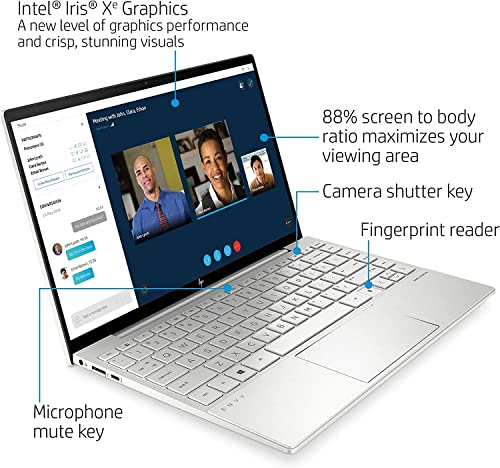 HP Envy 13.3" FHD Notebook Laptop, Quad Core Intel Core i5-1135G7, 8GB DDR4 RAM, 1024GB PCIE SSD, Intel Iris Xe Graphics, Bluetooth, Backlit Keyboard, Fingerprint, HDMI Cable, Windows 10 Home, Silver
