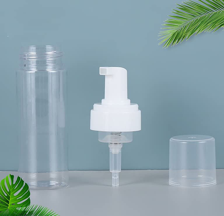 ericotry 2PCS Empty Plastic Foam Pump BottlesFoaming Soap Dispenser for Hand Soap Facial Cleanser Shampoo Shower Gel (Clear,150ml/5oz)