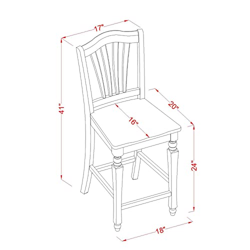 East West Furniture SUCH5H-BCH-W 5 Piece Counter Height Dining Set Includes a Round Pub Table with Dropleaf & Shelves and 4 Dining Room Chairs, 42x42 Inch, Black & Cherry