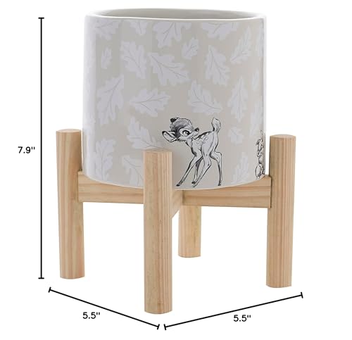 Happy Homewares Forest Friends Bambi and Thumper Planter with Wooden Stand - an Adorable Rustic Planter - Officially Licensed