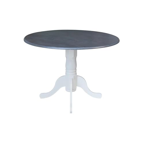 IC International Concepts 42" Dual Drop Leaf Dining 2 Table and chairs, Onesize, White/Heather Gray