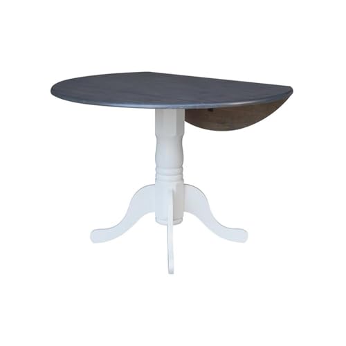 IC International Concepts 42" Dual Drop Leaf Dining 2 Table and chairs, Onesize, White/Heather Gray