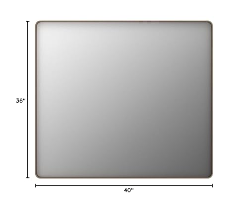 LOAAO 40”X36” Bronze Bathroom Mirrors for Vanity, Rounded Rectangle Brushed Bronze Metal Frame Mirror, Anti-Rust, Tempered Glass, Hangs Horizontally or Vertically