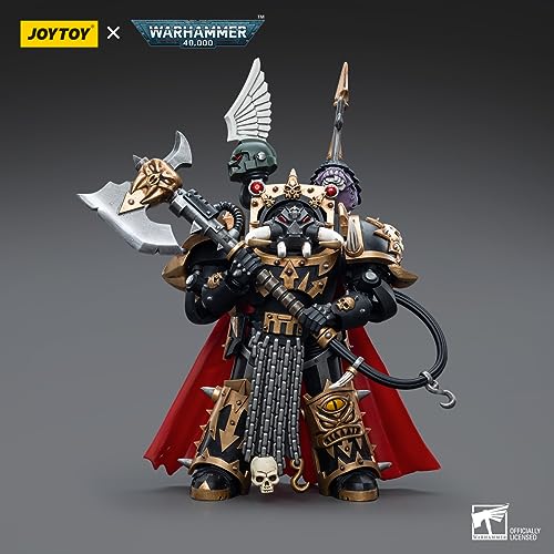 LEBOO JOYTOY Warhammer 40K Black Legion Chaos Lord in Terminator Armour 1/18 Action Figure Joy Toy Models 4.9in Height