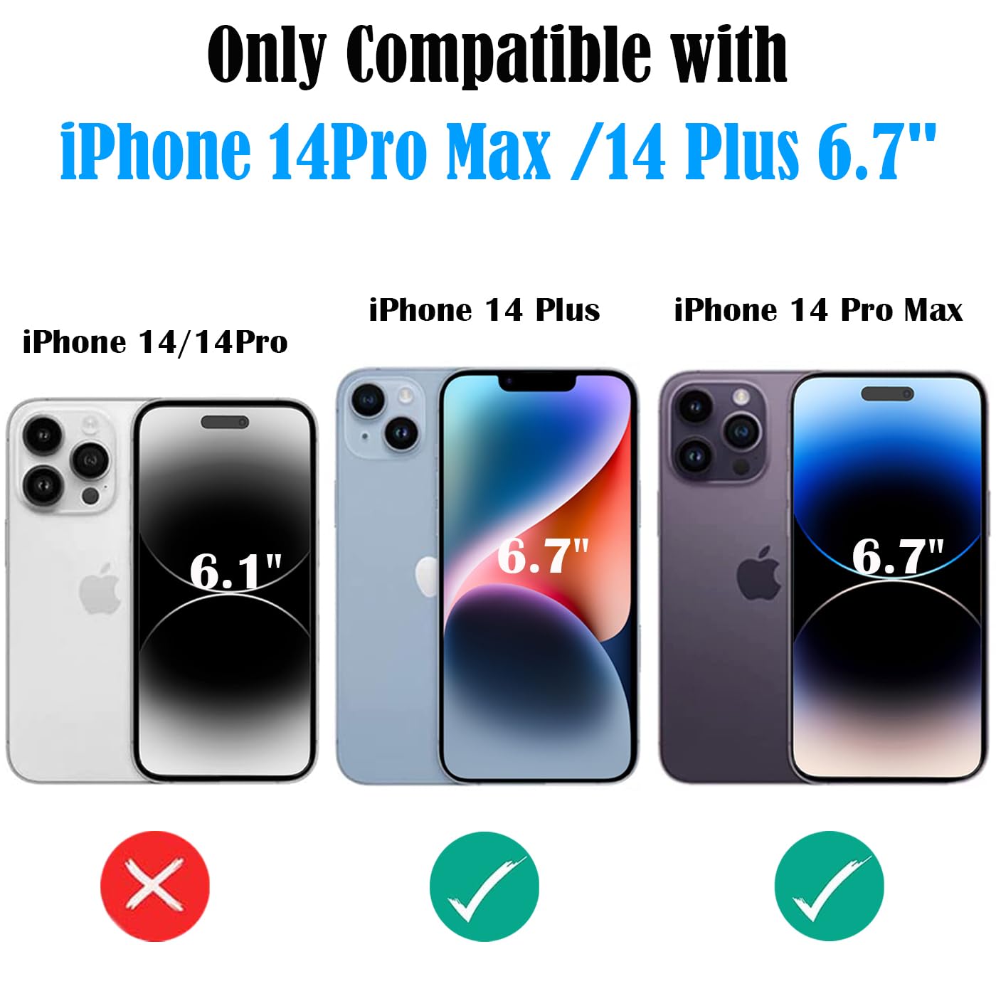 Battery Case for iPhone 14 Pro Max and 14 Plus (6.7 in) Qi Wireless Charging - Slim Extended 8000mAh Backup Rechargeable Charging with Expansion for iPhone 14/13/12 Pro Max and 14 Plus, Black