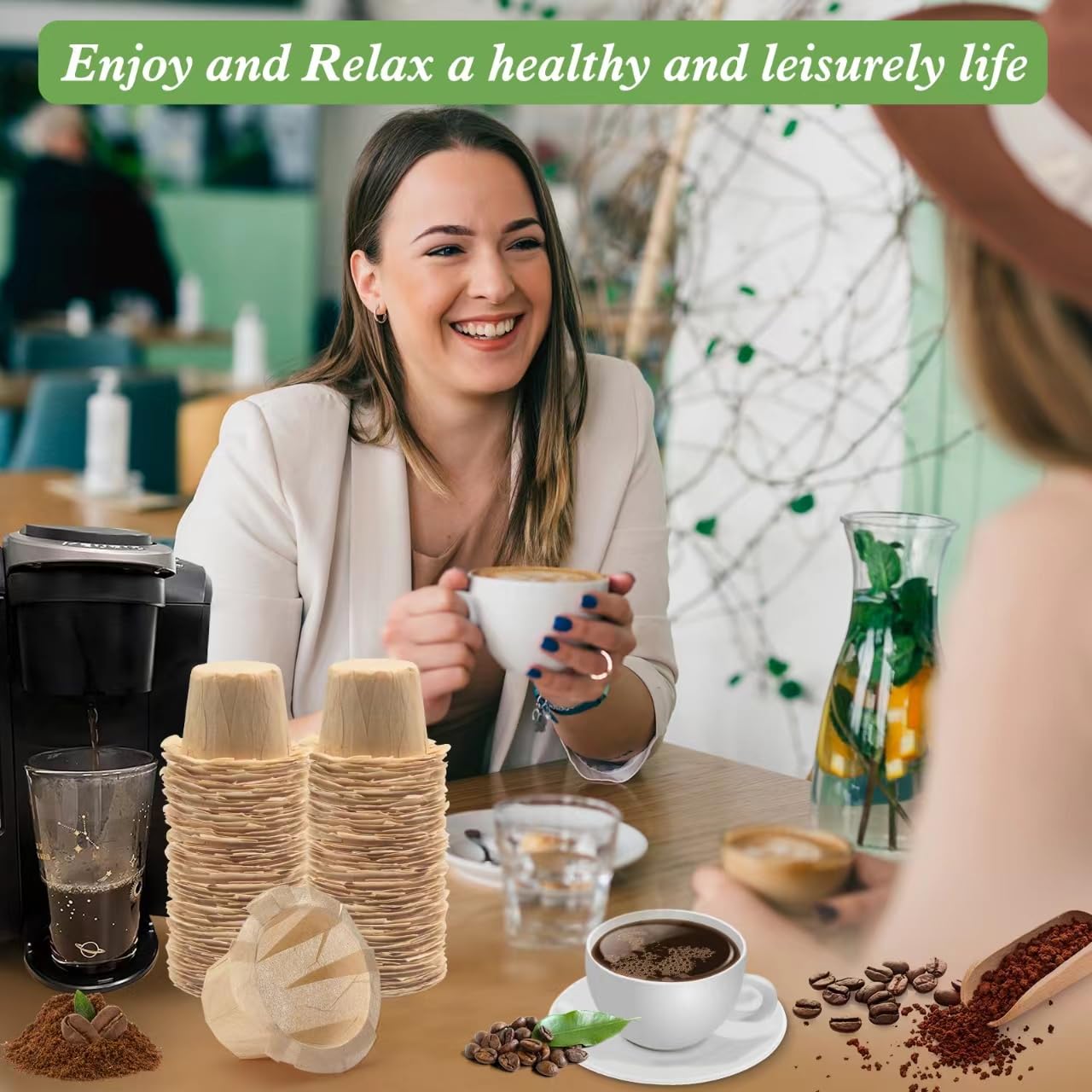 Aussen Disposable Coffee Paper Filters Replacement Kerig Filter Fit All Keurig Single Serve Filter Brands Compatible with Reusable Single Serve Pods Keurig Coffee Maker 200 Count
