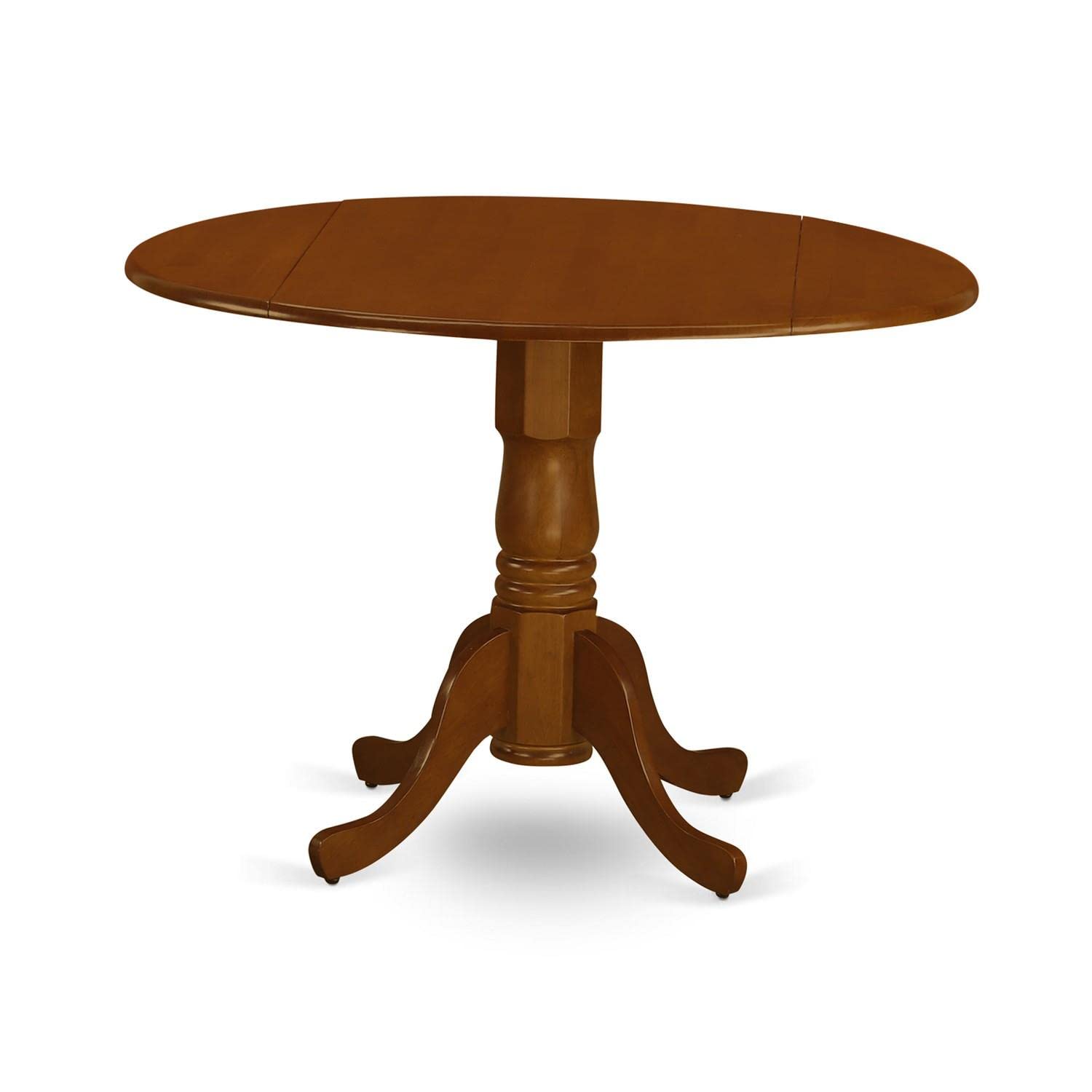 East West Furniture DLPF5-BCH-C 5 Piece Kitchen Table & Chairs Set Includes a Round Dining Room Table with Dropleaf and 4 Linen Fabric Upholstered Chairs, 42x42 Inch, Black & Cherry