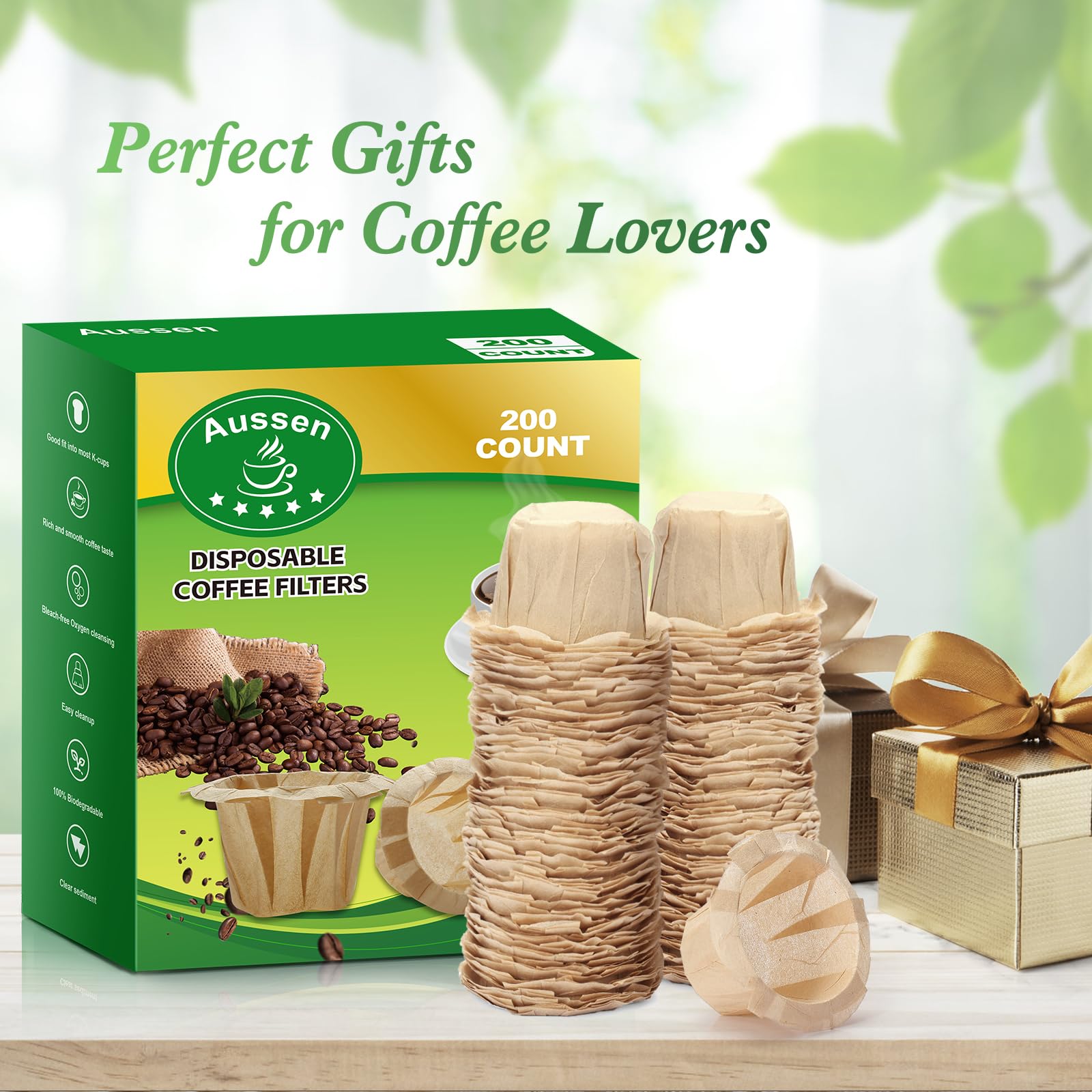 Aussen Disposable Coffee Paper Filters Replacement Kerig Filter Fit All Keurig Single Serve Filter Brands Compatible with Reusable Single Serve Pods Keurig Coffee Maker 200 Count