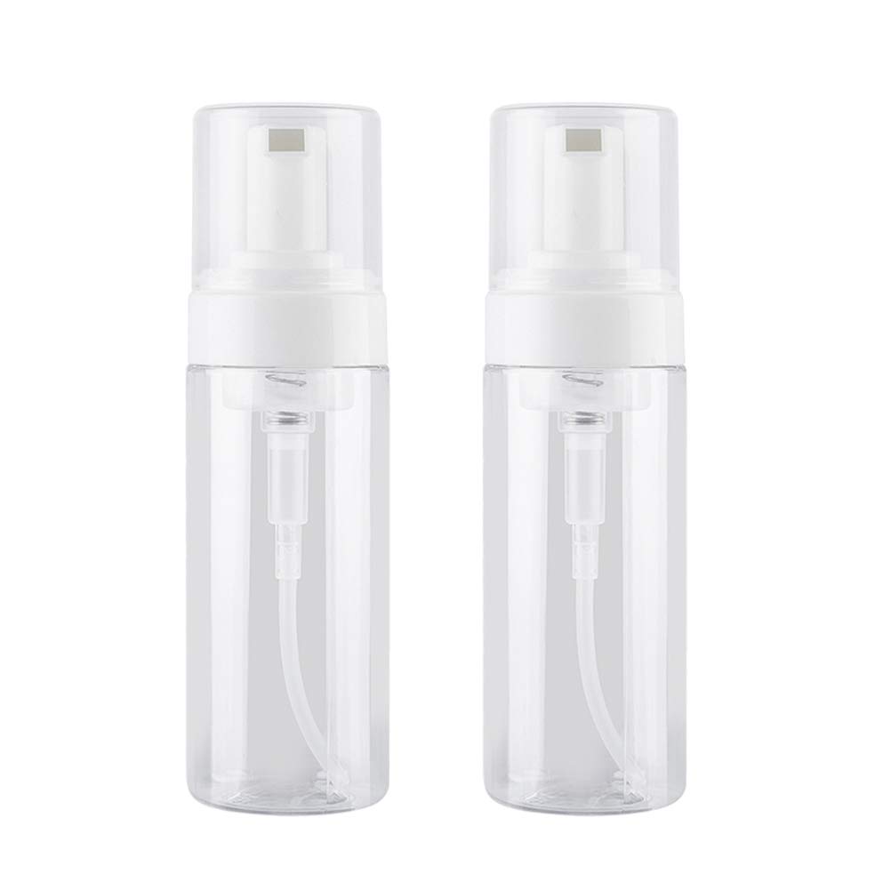 2Pcs 150ml/5oz Empty Plastic Foamer Pump Bottles Container Foaming Soap Dispenser Cosmetics Toiletries Bottles for Hand Soap Shampoo Shower Gel etc