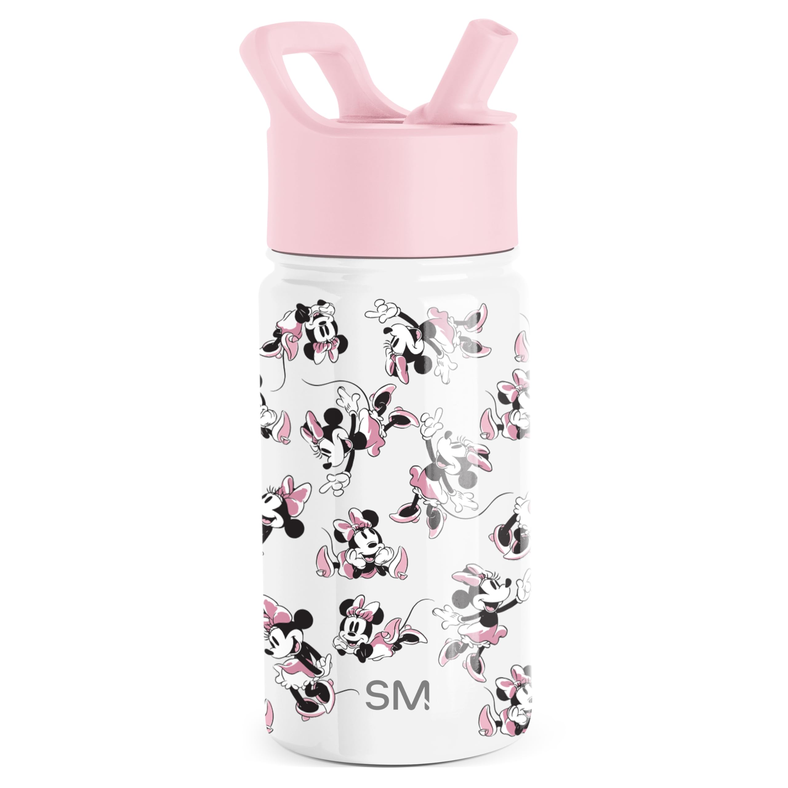 Simple Modern Disney Minnie Mouse Kids Water Bottle with Straw Lid | Reusable Insulated Stainless Steel Cup for Girls, School | Summit Collection | 14oz, Minnie Mouse Retro