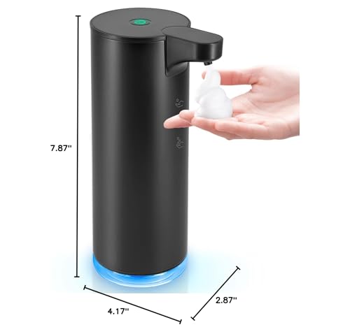 Soap Dispenser, Stainless Steel Touchless Soap Dispenser LAOPAO Rechargeable Automatic Foaming Soap Dispenser for Bathroom 9oz Foam Soap Dispenser Hand Soap Pump for Kitchen Xmas Gift