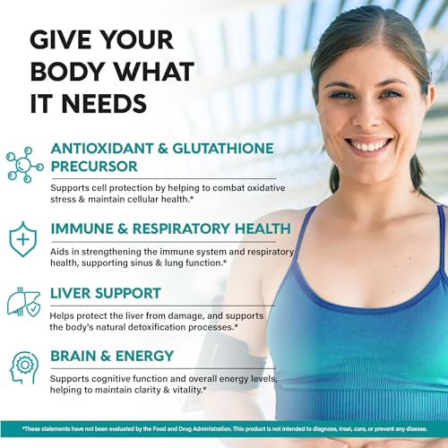 NAC Supplement | Selenium | B6 | B12 - Antioxidant, Immune Support - N Acetyl Cysteine 600 mg per Capsule, 1200 mg per Serving - Made in USA - Non-GMO, Gluten-Free, Vegan - 120 caps, 2 Month Supply