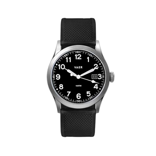 Vaer Men’s Field Watch, Quartz Movement for Accurate Timing, Scratch Resistant Sapphire Crystal, Locking Screw-Down Crown, Iconic Replica of The A-11 Military Watch for Men of WW2 - Gift Set for Men