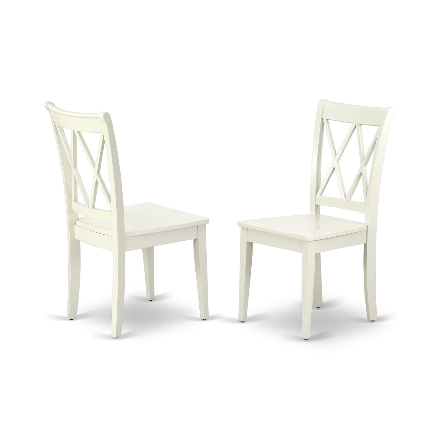 HomeStock Country Cottage 5 Piece Dining Room Table Set Includes a Round Kitchen Table with Pedestal and 4 Dining Chairs, 42x42 Inch, Linen White Finish