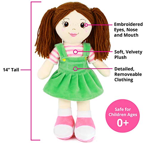 Playtime by Eimmie 14” Soft Baby Doll - Plush Rag Dolls for 2 Year Old Girls & Boys, Toddler & Infants - Washable & Sensory Fabric Body - 3pc Set