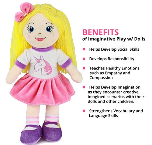 Playtime by Eimmie 14” Soft Baby Doll - Plush Rag Dolls for 2 Year Old Girls & Boys, Toddler & Infants - Washable & Sensory Fabric Body - 3pc Set