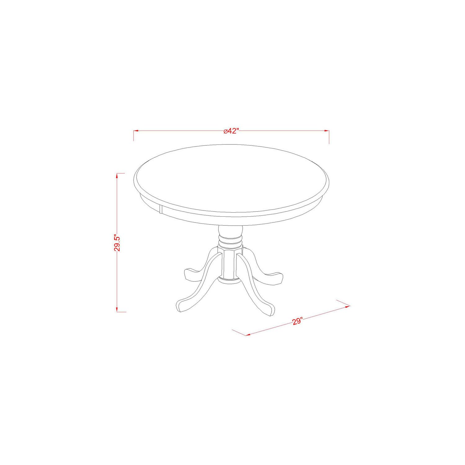 HomeStock Country Cottage 5 Piece Dining Room Table Set Includes a Round Kitchen Table with Pedestal and 4 Dining Chairs, 42x42 Inch, Linen White Finish