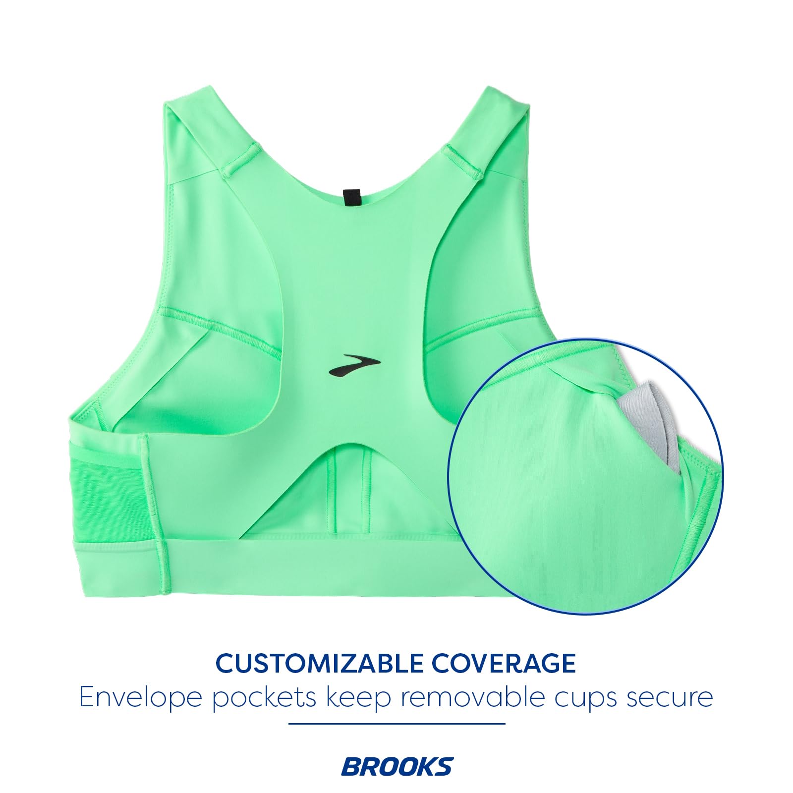 Brooks Women's 3 Pocket Sports Bra for Running, Workouts & Sports - Neo Green - 40 C/D