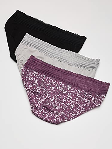 Warner's womens Blissful Benefits No Muffin 3 Pack Hipster Panties, Amaranth Abstract Print Black Platinum, Large US