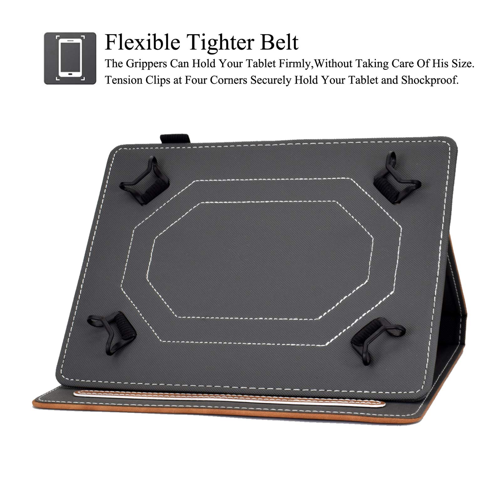REASUN Case for 10.0 Inch Tablet, PU Leather Folding Stand with Card Slots Case for Galaxy Tab 9.6/9.7/10.1/10.4,iPad 9.7/10.2/10.5 inch,Kindle HD10 and More 10 inch Android Tablets, Brown