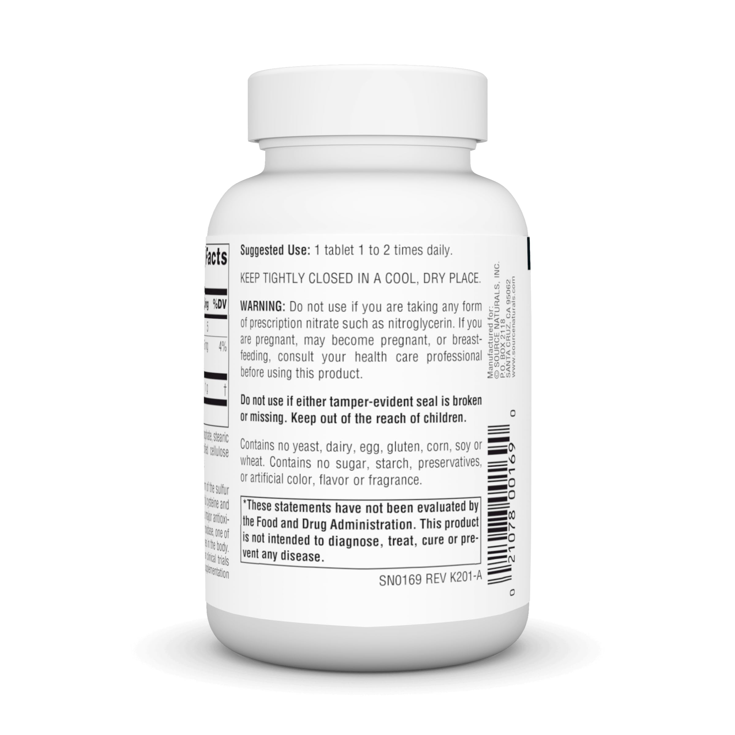 Source Naturals N-Acetyl Cysteine Antioxidant Support 1000 mg Dietary Supplement That Supports Respiratory Health* - 60 Tablets