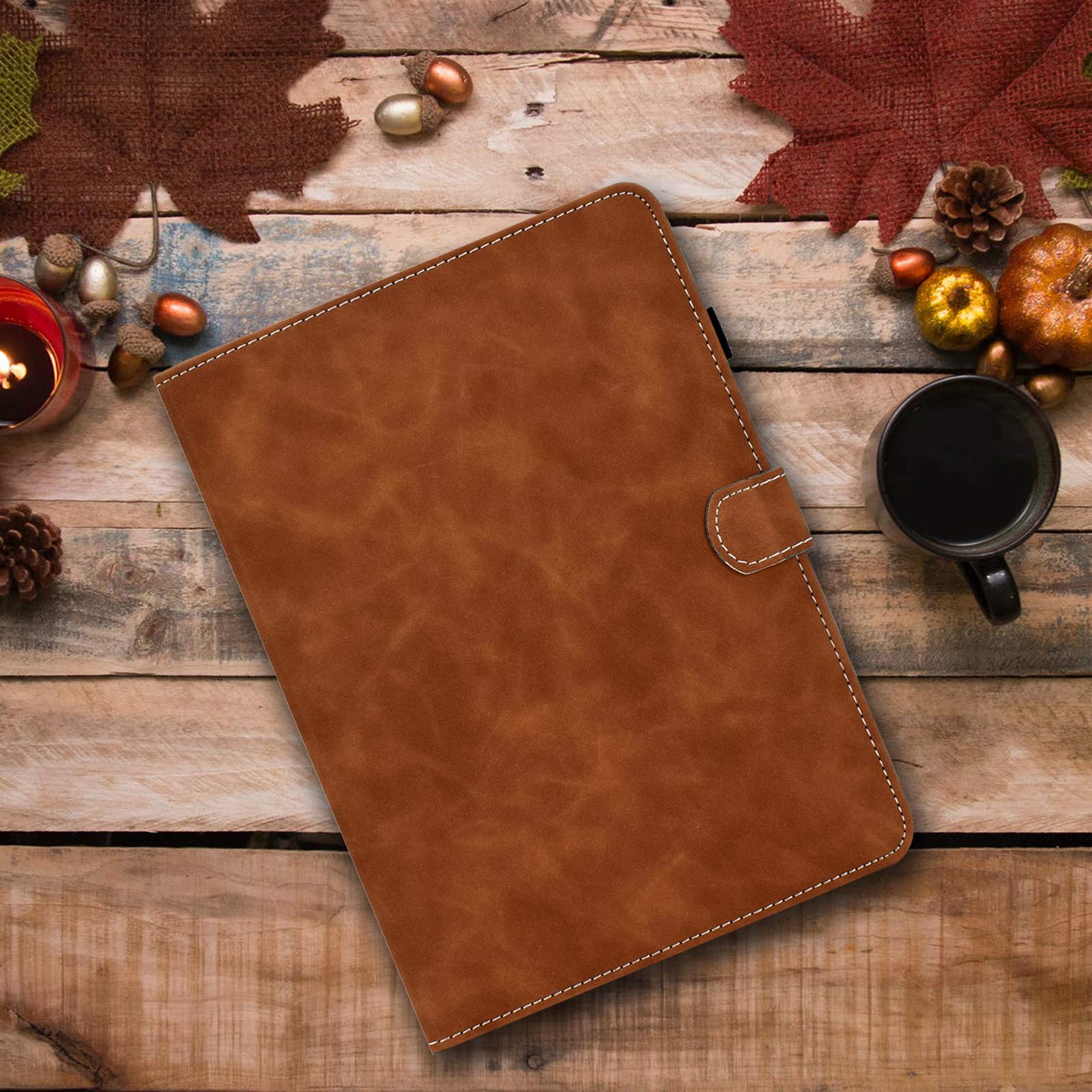 REASUN Case for 10.0 Inch Tablet, PU Leather Folding Stand with Card Slots Case for Galaxy Tab 9.6/9.7/10.1/10.4,iPad 9.7/10.2/10.5 inch,Kindle HD10 and More 10 inch Android Tablets, Brown