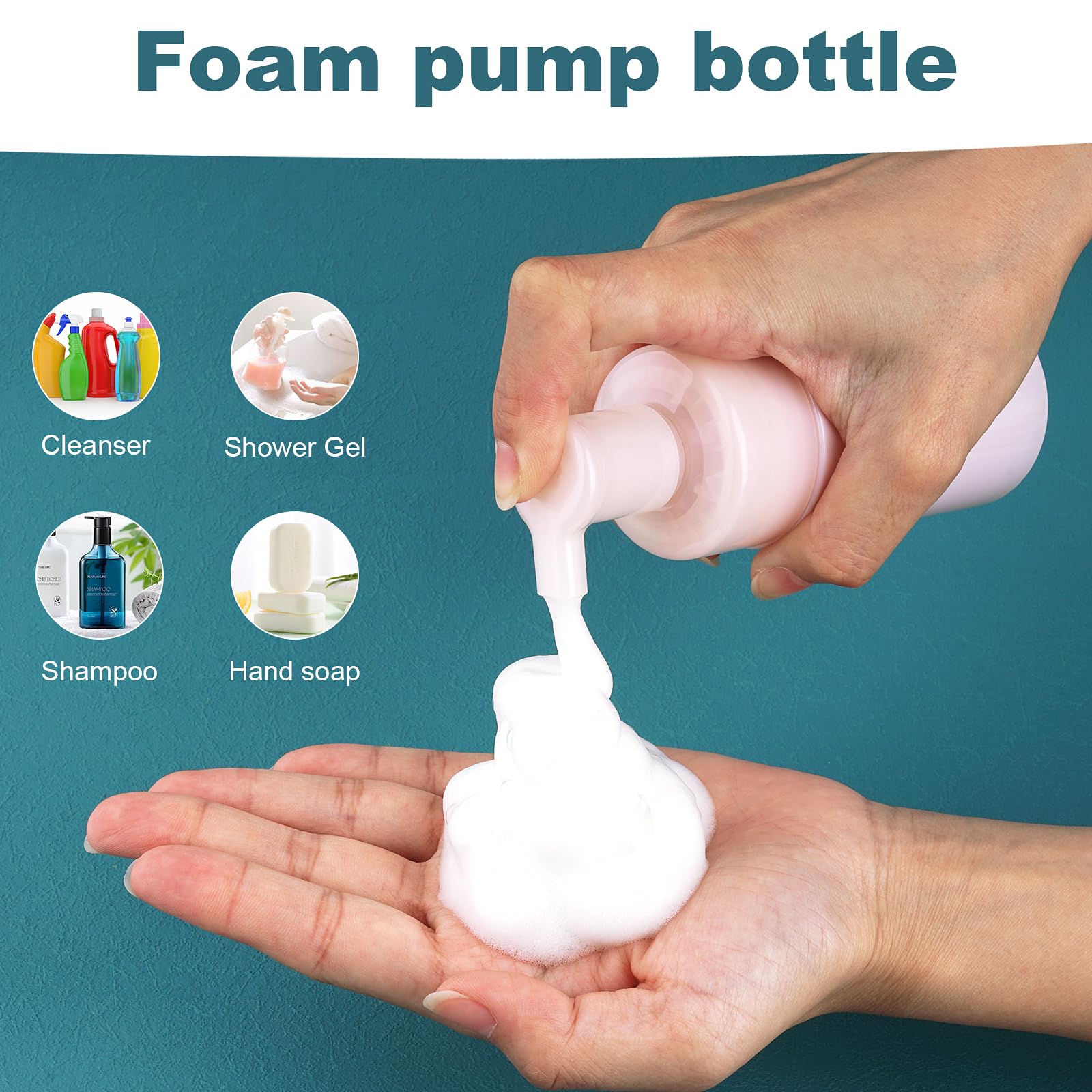 Foaming Soap Dispenser Bottle Travel Foam Pump Bottle 2 Pack 100 ml/3.4 oz Plastic Foam Dispenser Bottles Empty Refillable Containers Dish Soap Dispenser for kitchen, Cleanser, Shampoo(Pink)
