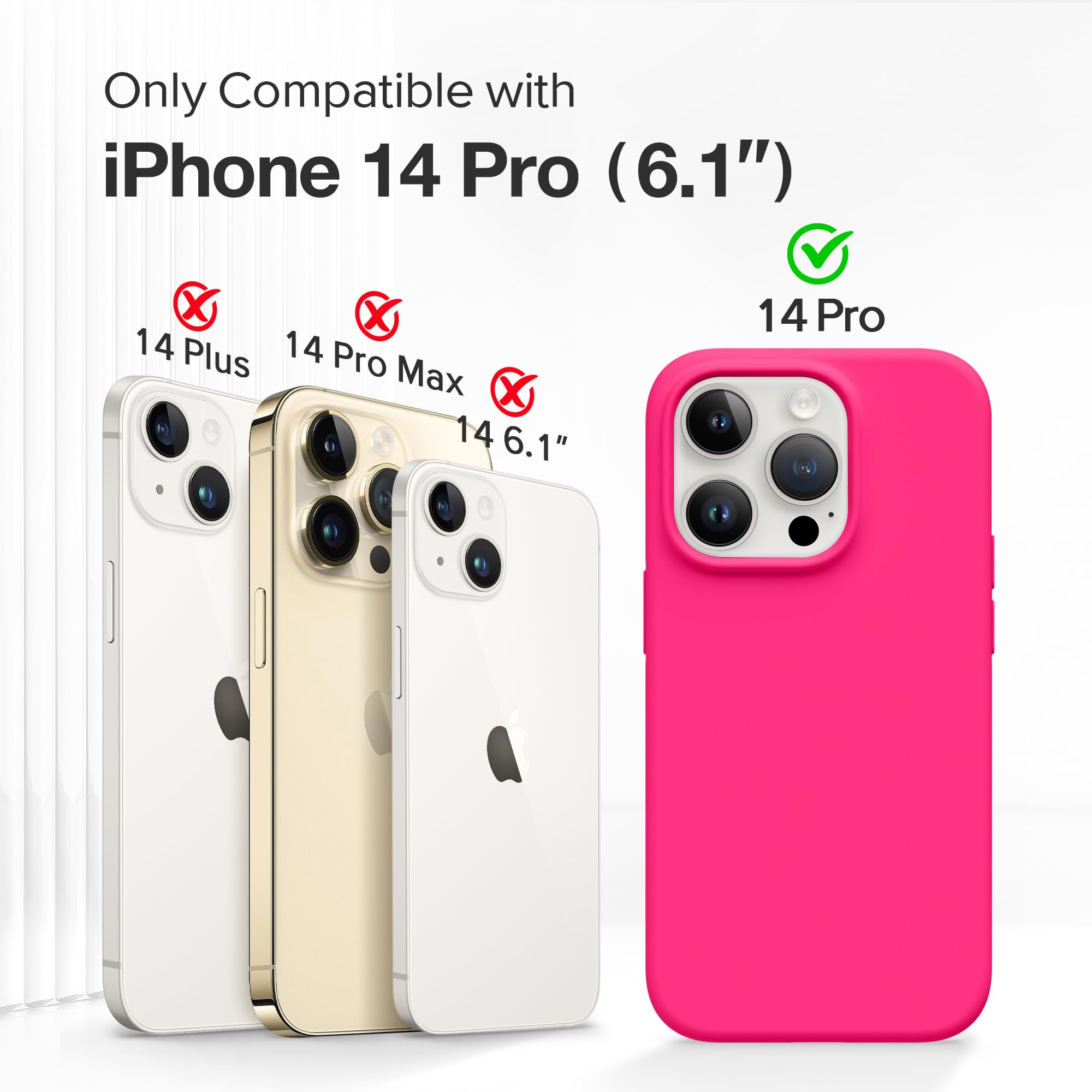 GONEZ Magnetic for iPhone 14 Pro Case, [Compatible with Magsafe] [2X Screen Protector + 2X Camera Lens Protector], Liquid Silicone Shockproof Protective Phone Case for iPhone 14 pro 6.1", Rose Red
