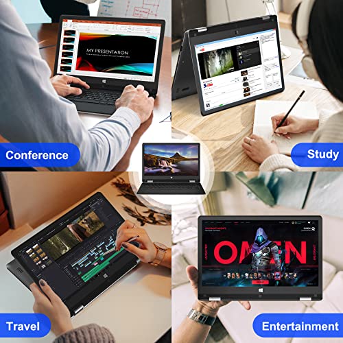 MELIUNA 2 in 1 Laptop Computer, 11.6" Touchscreen FHD Display, Intel Celeron N4000, 4GB DDR4, 128GB eMMC, Intel UHD Graphics 600, Window 11 Laptop, Quad-Core, USB3.0, Supports 1TB SSD Espandsion
