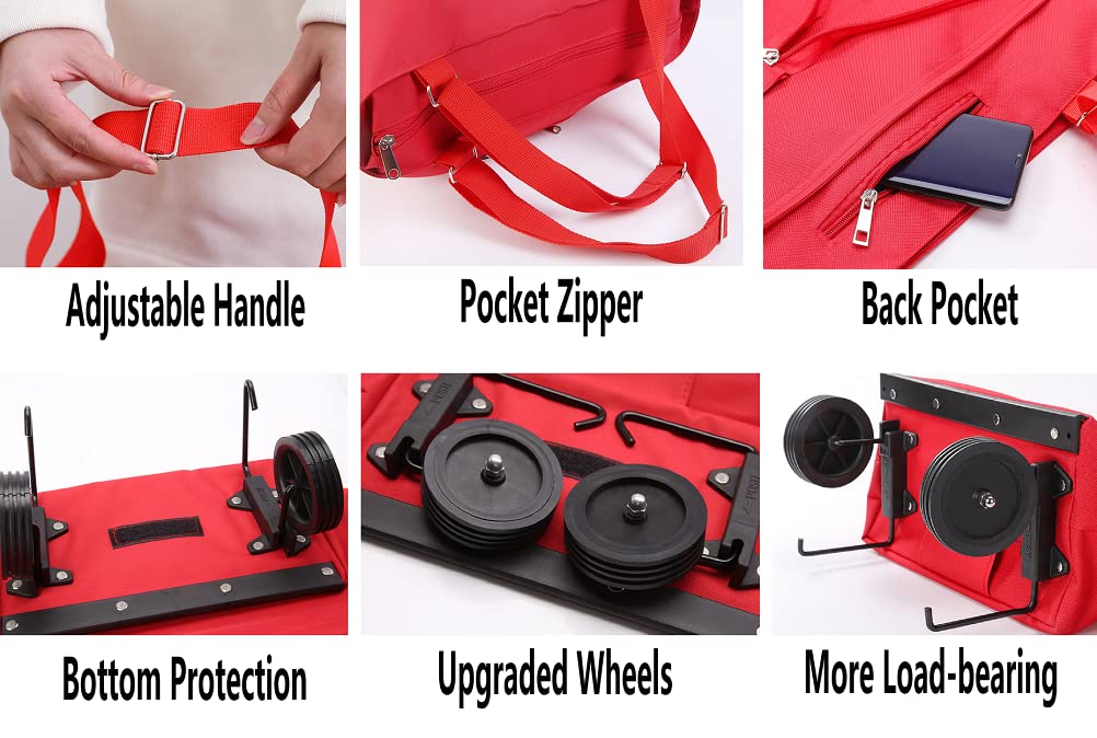 Upgrade Shopping Bag with Wheels Portable Trolley Bags Grocery Cart Hand Pulling Utility with Hand Straps Folding Shopping Cart- Larger Size & Waterproof & Strong(B0BDKBVK1Y)