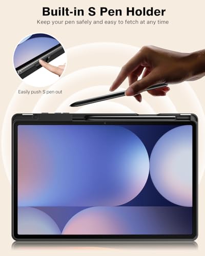 TiMOVO Case for Samsung Galaxy Tab S10+ Plus 2024/S9 Plus 2023, Soft TPU Back Protective Cover with S Pen Holder for Galaxy Tab S10+/S9+ 12.4 inch Tablet, Support Auto Wake/Sleep, Black