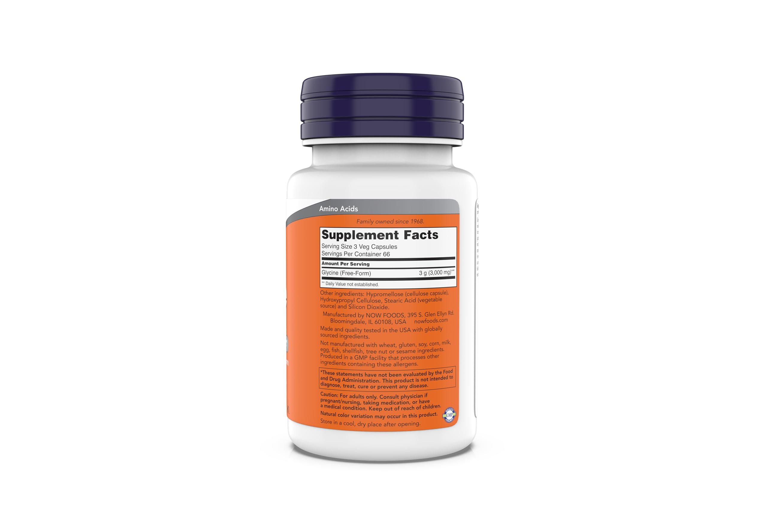NOW Foods Glycine 1000mg, Free-Form Pharmaceutical Grade, Neurotransmitter Support*, Promotes restful Sleep*, Gluten Free, Vegan, Kosher 200 Vegetarian Capsules (Pack of 1)