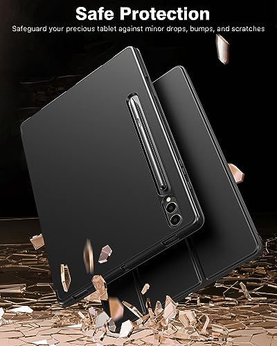 TiMOVO Case for Samsung Galaxy Tab S10+ Plus 2024/S9 Plus 2023, Soft TPU Back Protective Cover with S Pen Holder for Galaxy Tab S10+/S9+ 12.4 inch Tablet, Support Auto Wake/Sleep, Black