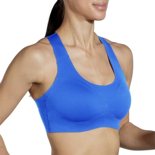 Brooks Women's Crossback 2.0 Sports Bra for Running, Workouts & Sports - Bluetiful/Golden Hour - 40 C/D