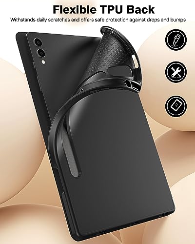 TiMOVO Case for Samsung Galaxy Tab S10+ Plus 2024/S9 Plus 2023, Soft TPU Back Protective Cover with S Pen Holder for Galaxy Tab S10+/S9+ 12.4 inch Tablet, Support Auto Wake/Sleep, Black