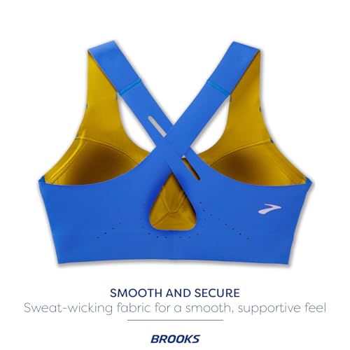 Brooks Women's Crossback 2.0 Sports Bra for Running, Workouts & Sports - Bluetiful/Golden Hour - 40 C/D