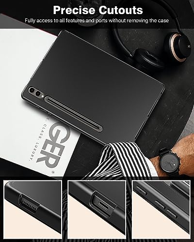 TiMOVO Case for Samsung Galaxy Tab S10+ Plus 2024/S9 Plus 2023, Soft TPU Back Protective Cover with S Pen Holder for Galaxy Tab S10+/S9+ 12.4 inch Tablet, Support Auto Wake/Sleep, Black