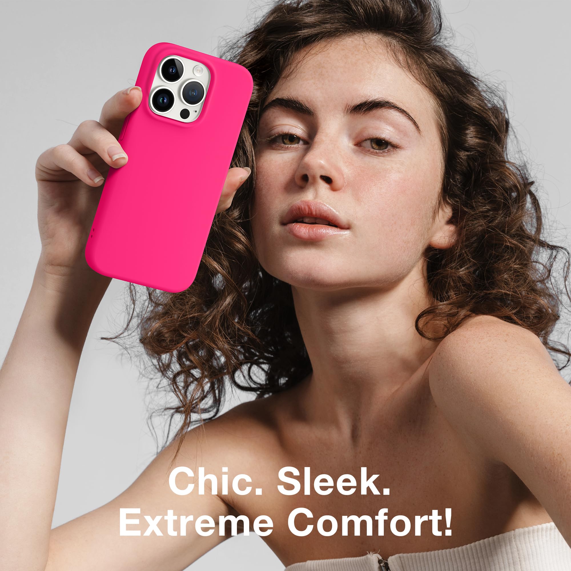 GONEZ Magnetic for iPhone 14 Pro Case, [Compatible with Magsafe] [2X Screen Protector + 2X Camera Lens Protector], Liquid Silicone Shockproof Protective Phone Case for iPhone 14 pro 6.1", Rose Red
