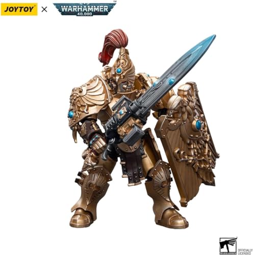 LEBOO JOYTOY Warhammer 40k Adeptus Custodes Custodian Guard with Sentinel Blade and Praesidium Shield 1/18 Scale Action Figure 4.88in Height Joy Toy Models