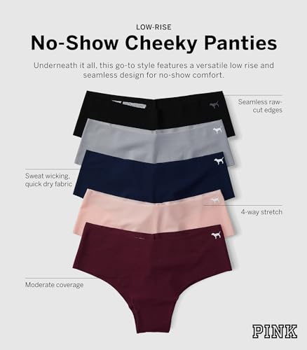Victoria's Secret PINK Women's No Show Cheekster Underwear, Panties for Women, Neutral, (S)