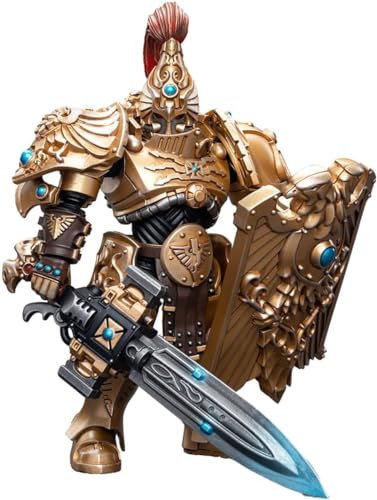 LEBOO JOYTOY Warhammer 40k Adeptus Custodes Custodian Guard with Sentinel Blade and Praesidium Shield 1/18 Scale Action Figure 4.88in Height Joy Toy Models