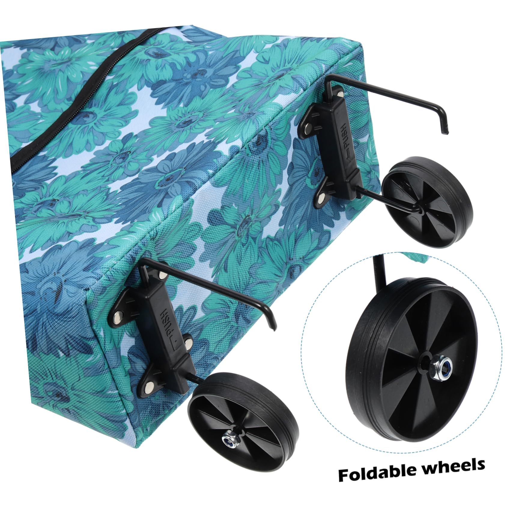 SHOWERORO Foldable Shopping Bag Wheel Oxford Fabric Large Capacity Groceries Shopping Bag Storage Pouch