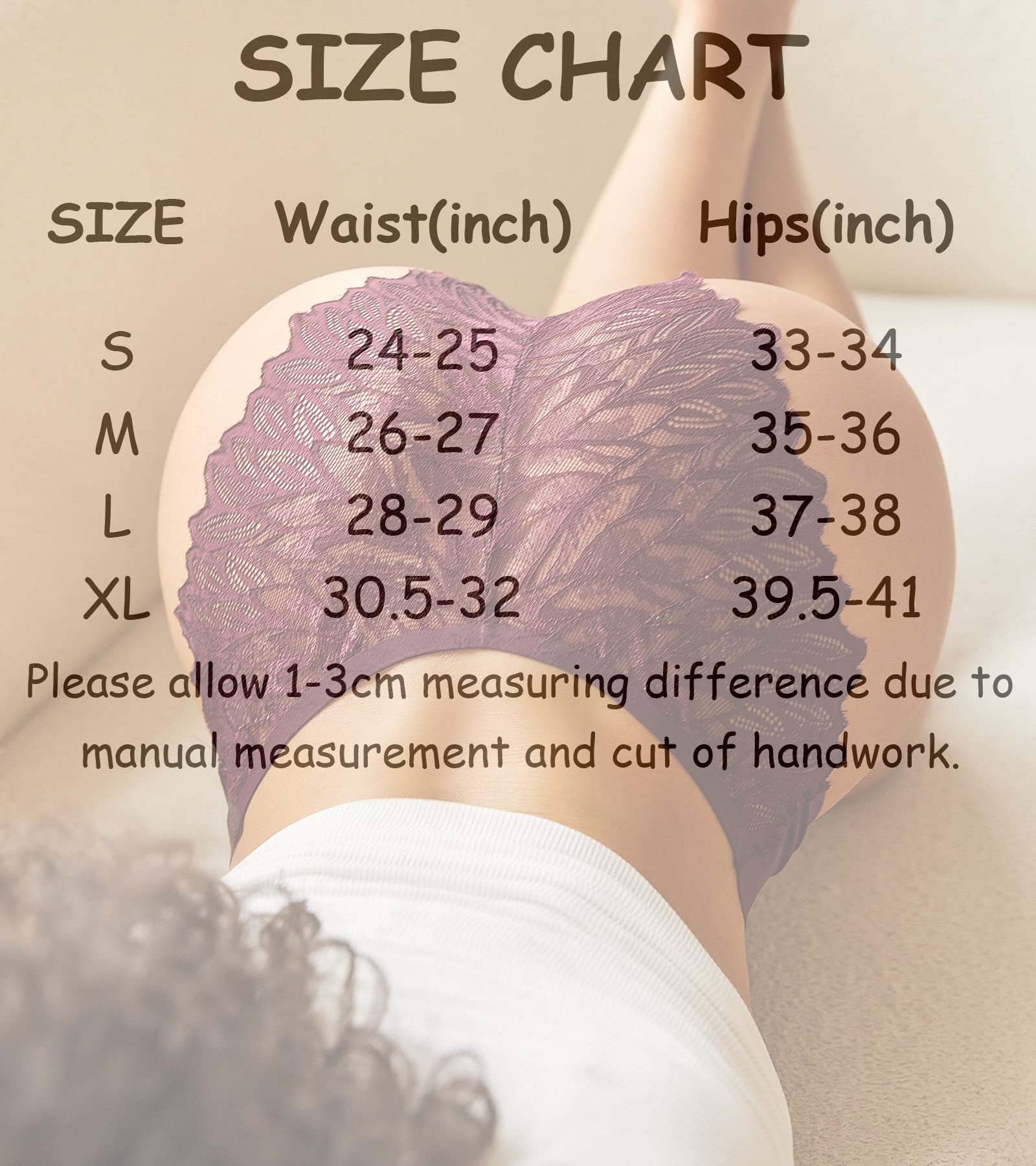 Sth Big Cheeky Underwear for Women Lace No Show Bikini Soft Breathe Seamless Panties Ladies Sexy Hipster Set 6 Pack