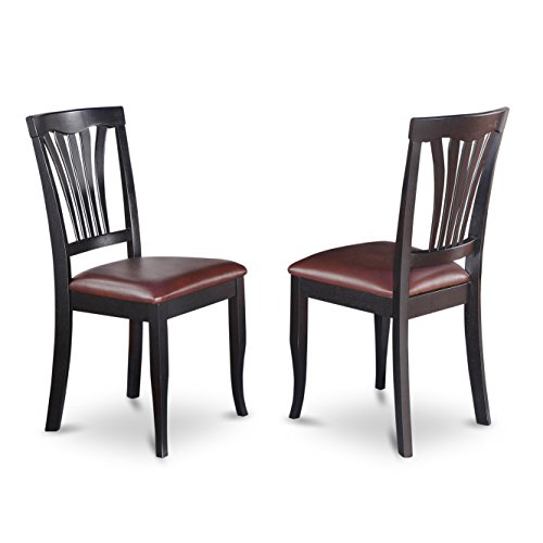 East West Furniture HLAV5-BCH-LC 5 Piece Modern Dining Table Set Includes a Round Wooden Table with Pedestal and 4 Faux Leather Dining Room Chairs, 42x42 Inch, Black & Cherry