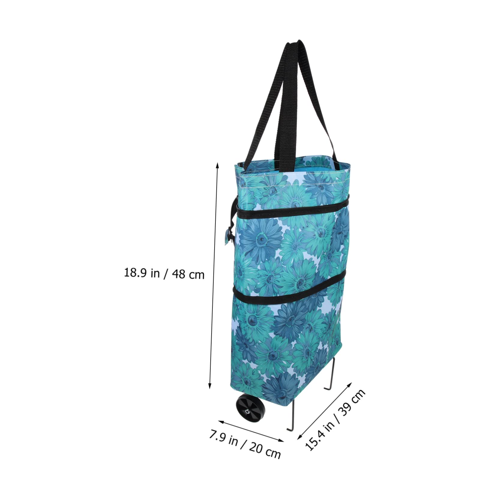 SHOWERORO Foldable Shopping Bag Wheel Oxford Fabric Large Capacity Groceries Shopping Bag Storage Pouch