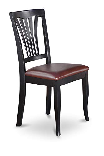 East West Furniture HLAV5-BCH-LC 5 Piece Modern Dining Table Set Includes a Round Wooden Table with Pedestal and 4 Faux Leather Dining Room Chairs, 42x42 Inch, Black & Cherry